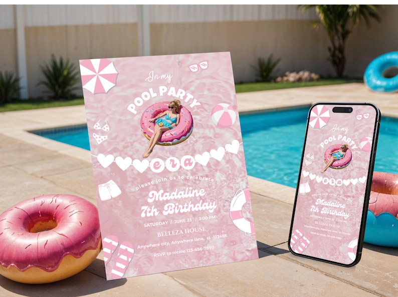 Editable Pool Party Invite in My Pool Party Era Birthday Eras Decor ...