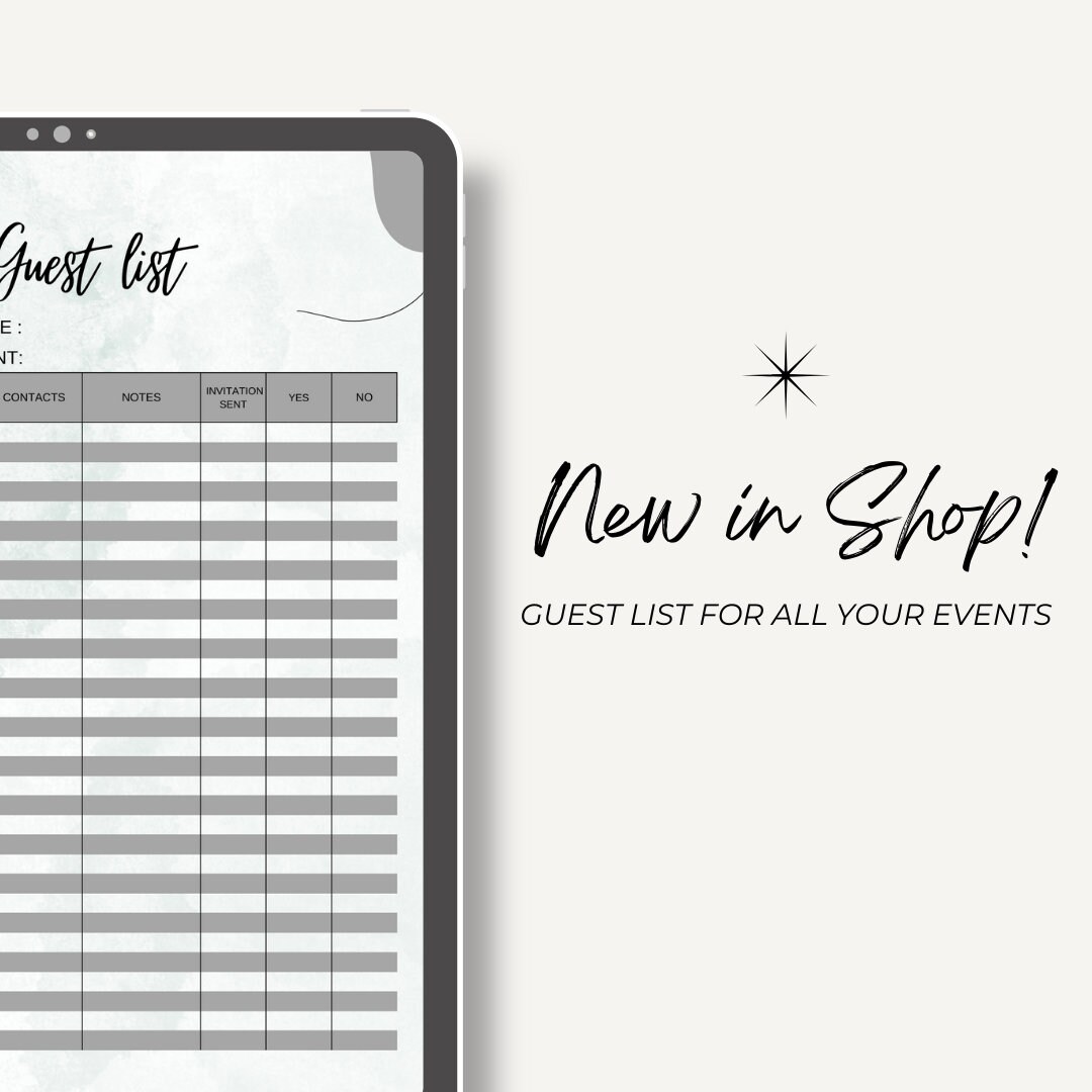 Guest List Tracker Printable Event Guest Management Wedding - Etsy