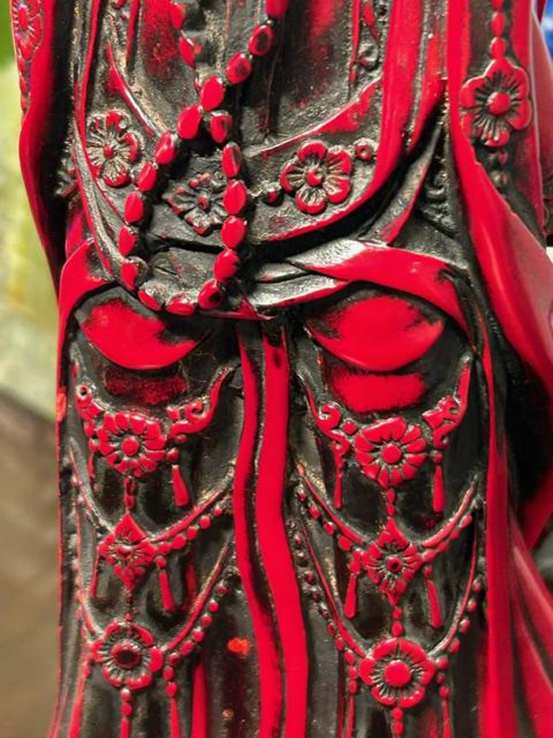 Kwan Yin Statue Chinese Cinnabar Red Laquer, Quan Yin Statue Red Laquer ...