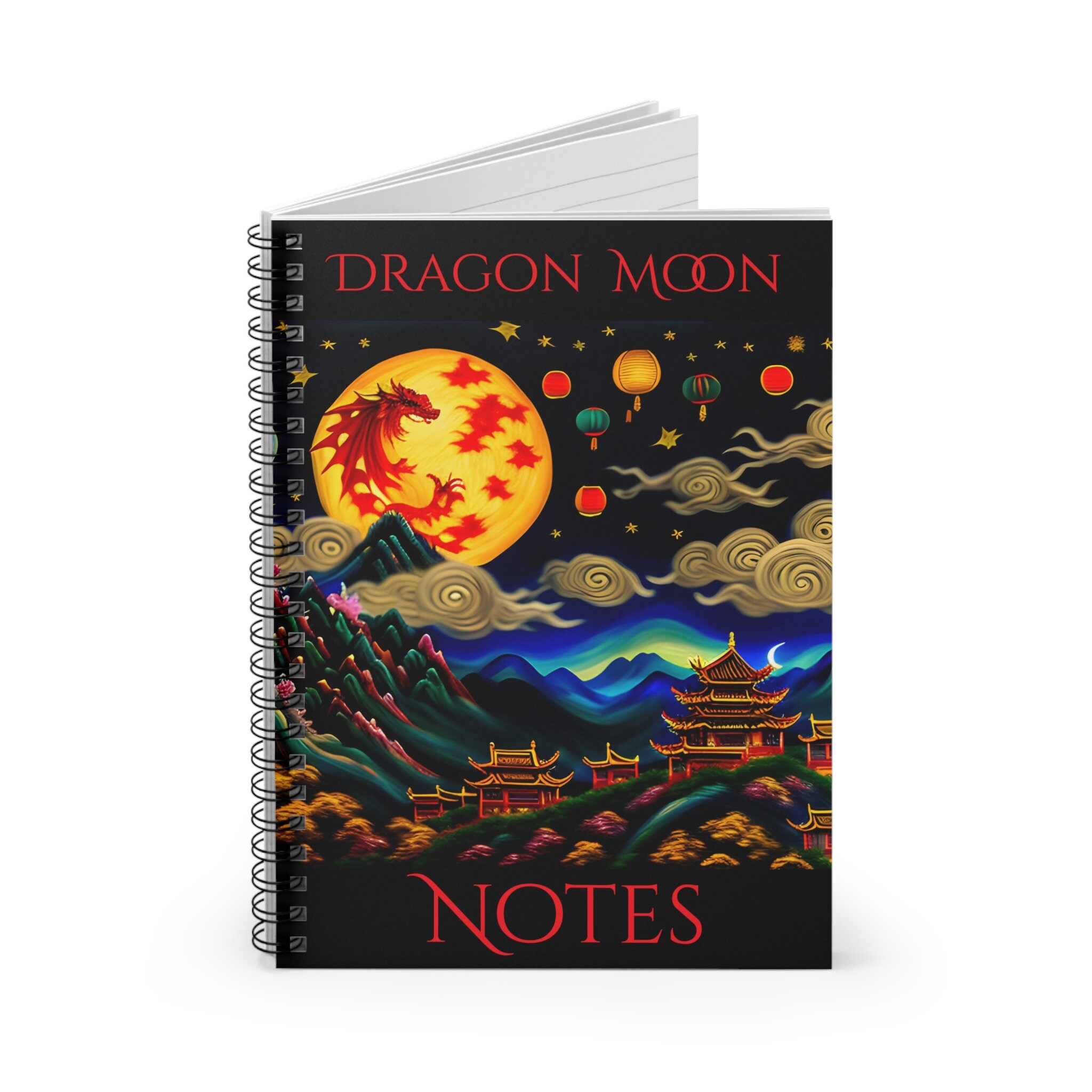 Spiral Notebook Dragon Art Spiral Notebook Dragon Moon - Etsy