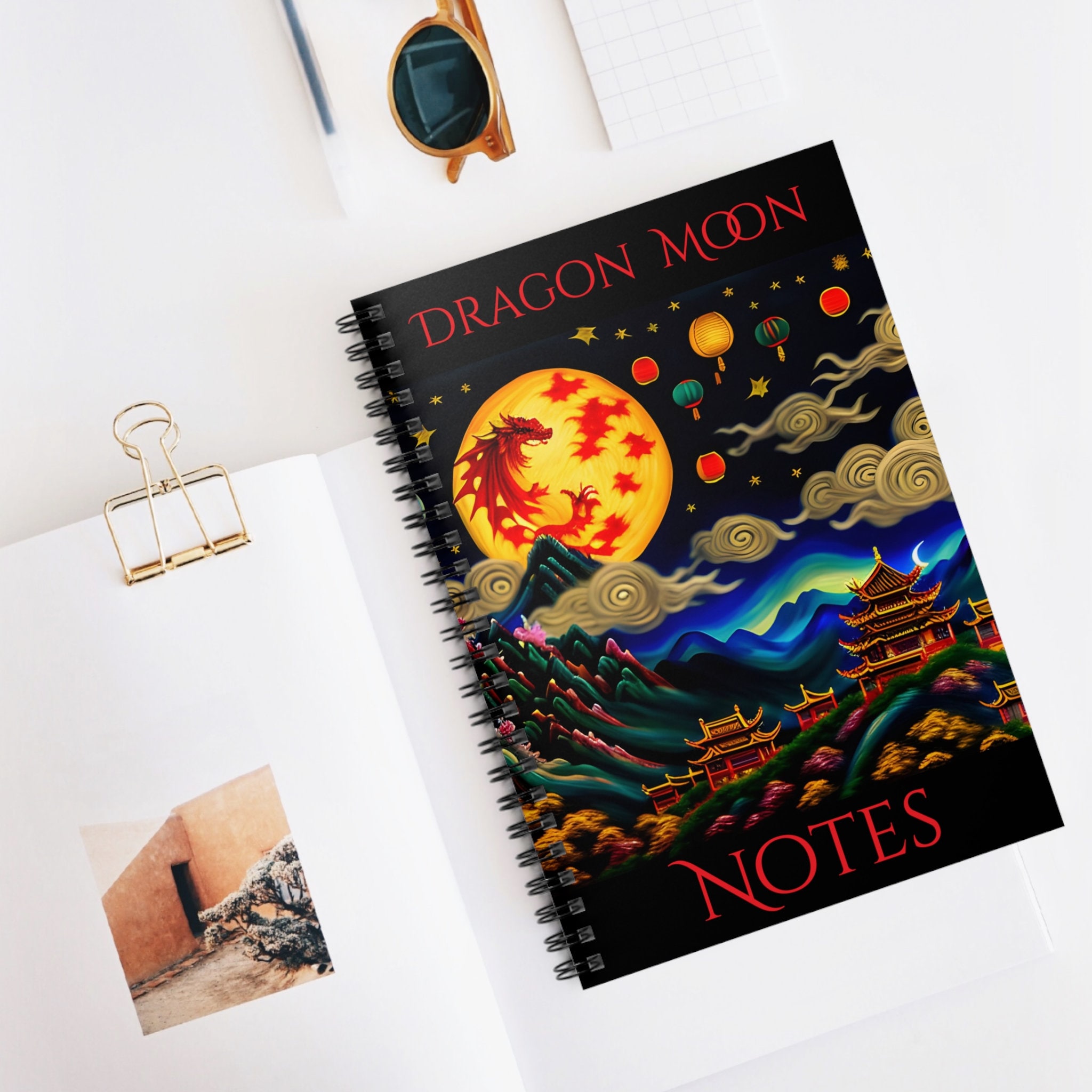 Spiral Notebook Dragon Art Spiral Notebook Dragon Moon - Etsy