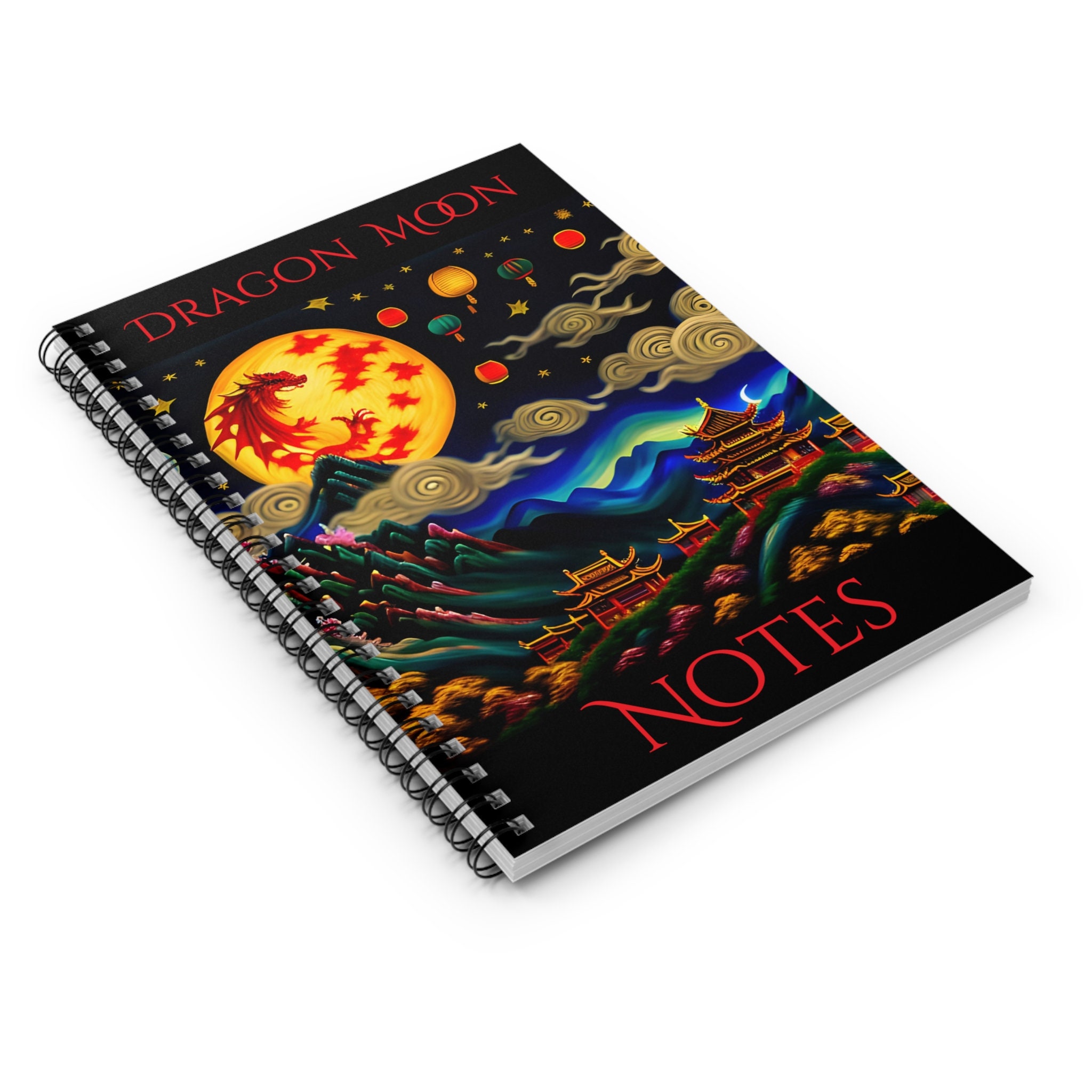 Spiral Notebook Dragon Art Spiral Notebook Dragon Moon - Etsy