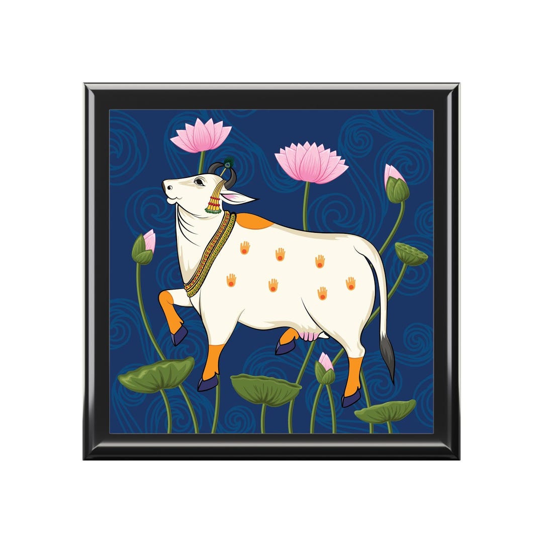 Jewelry Box Cow and Lotus Flower, Jewelry Box Lotus Flower & Cow ...
