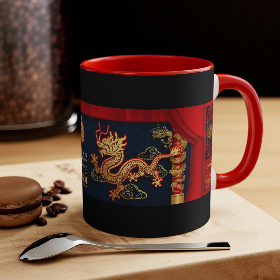 Dragon Accent Mugs, Dragon 2024 Mugs, Lunar New Year Mugs Dragon, Dragon 2024 Mug, - Etsy