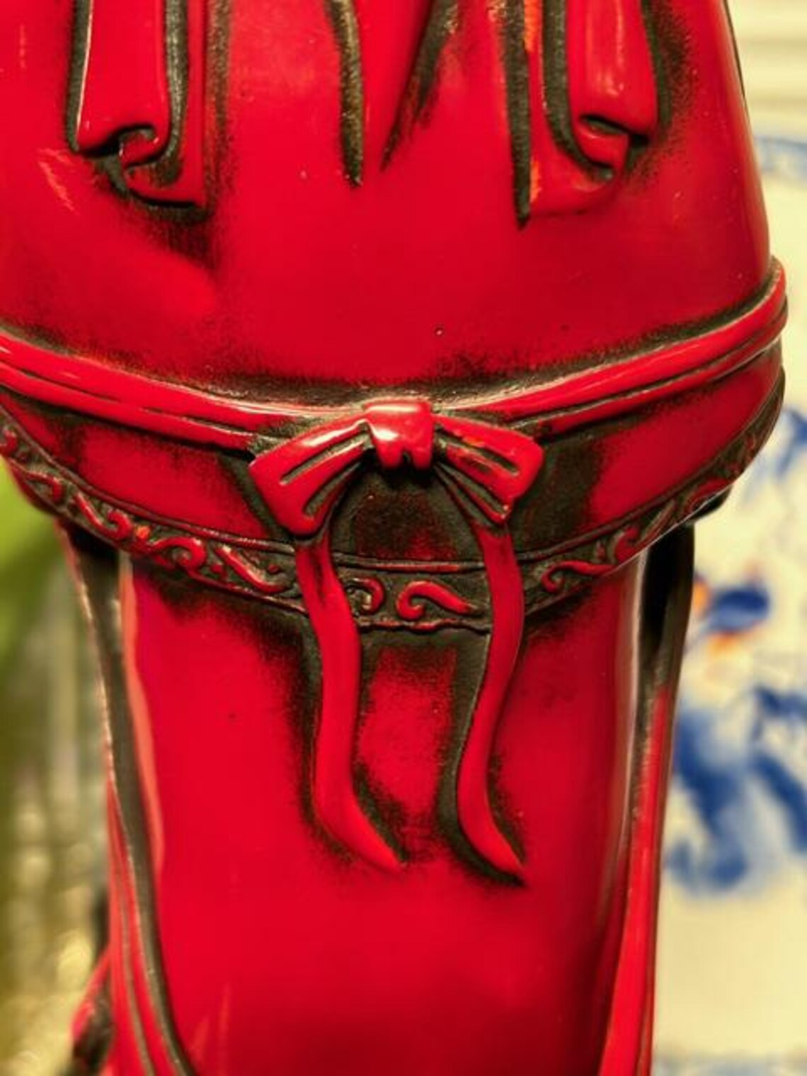 Kwan Yin Statue Chinese Cinnabar Red Laquer, Quan Yin Statue Red Laquer ...