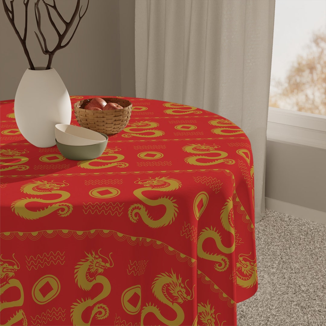 Tablecloth Dragon Red, Lunar New Year Tablecloth, Lucky Dragon ...