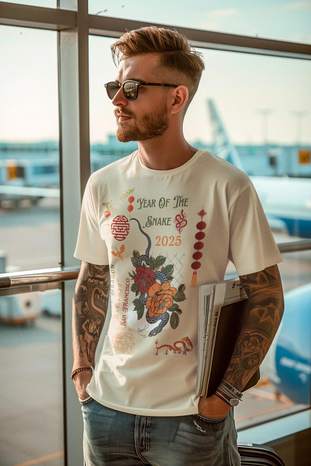 Year of the Snake Tee, Snake 2025 Cotton Tee, Lunar New Year Tee 2025 ...