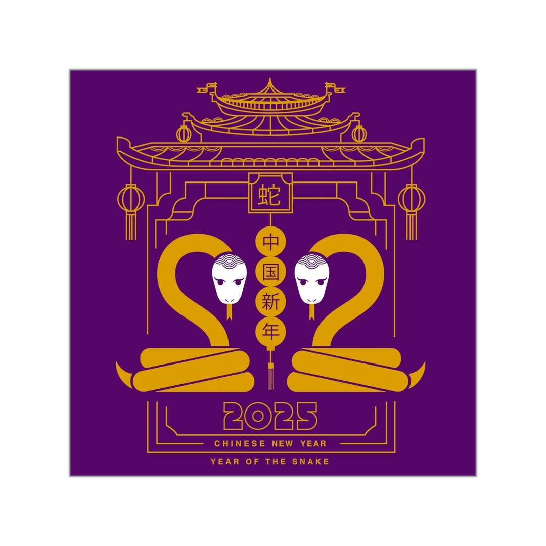 Square Vinyl Stickers Year of the Snake, Stickers Lunar New Year 2025 ...