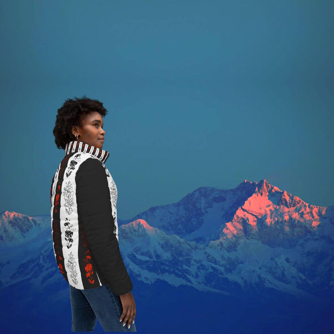 Boho Floral Puffer Jacket, Women's Winter Outerwear - Etsy