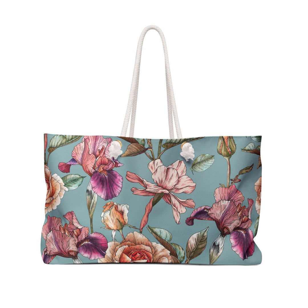 Weekender Bag Floral, Weekender Bag Boho, Weekender Bag Iris, Weekender ...