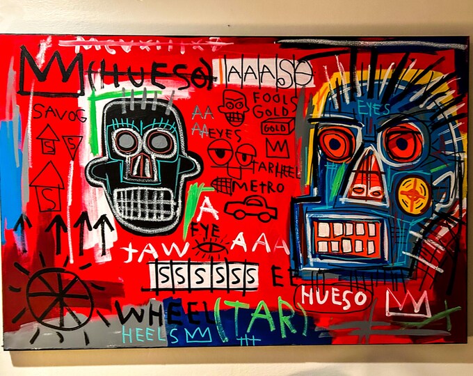 Basquiat Original Signed, Jean Michel Basquiat Canvas, Pop Art Original ...