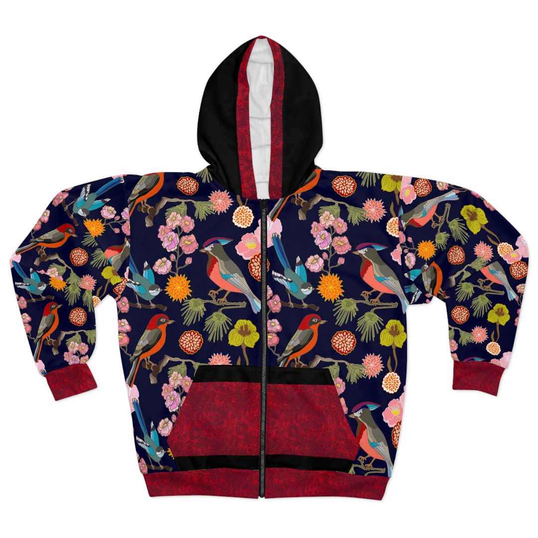 Bespoke Hoodie Birds Hoodie Floral Birds Floral Birds - Etsy