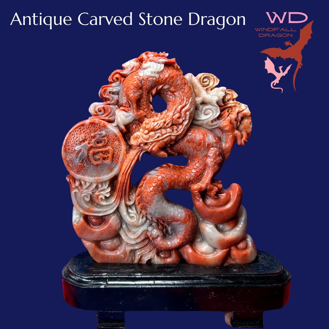 Dragon Statue Stone, Carved Stone Dragon Statue, Antique Dragon ...
