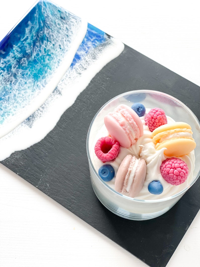 Macaron Style Candle With Macarons and Fruits Made of Wax With Cream ...
