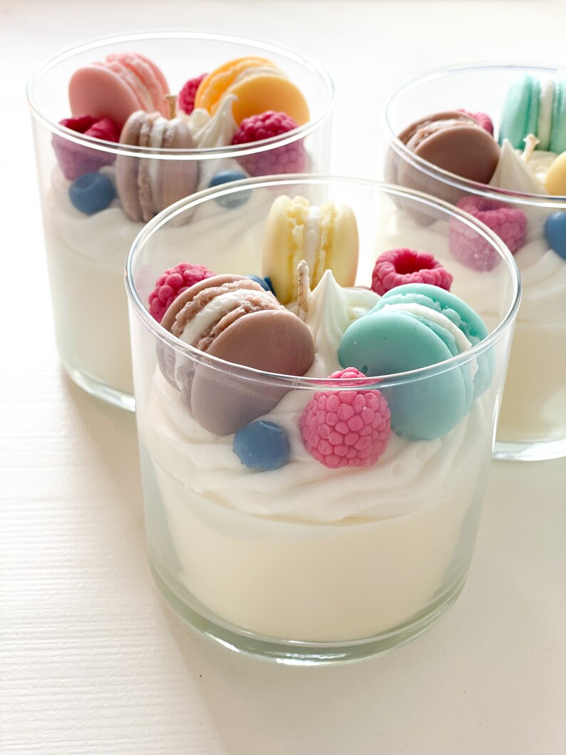 Macaron Style Candle With Macarons and Fruits Made of Wax With Cream ...