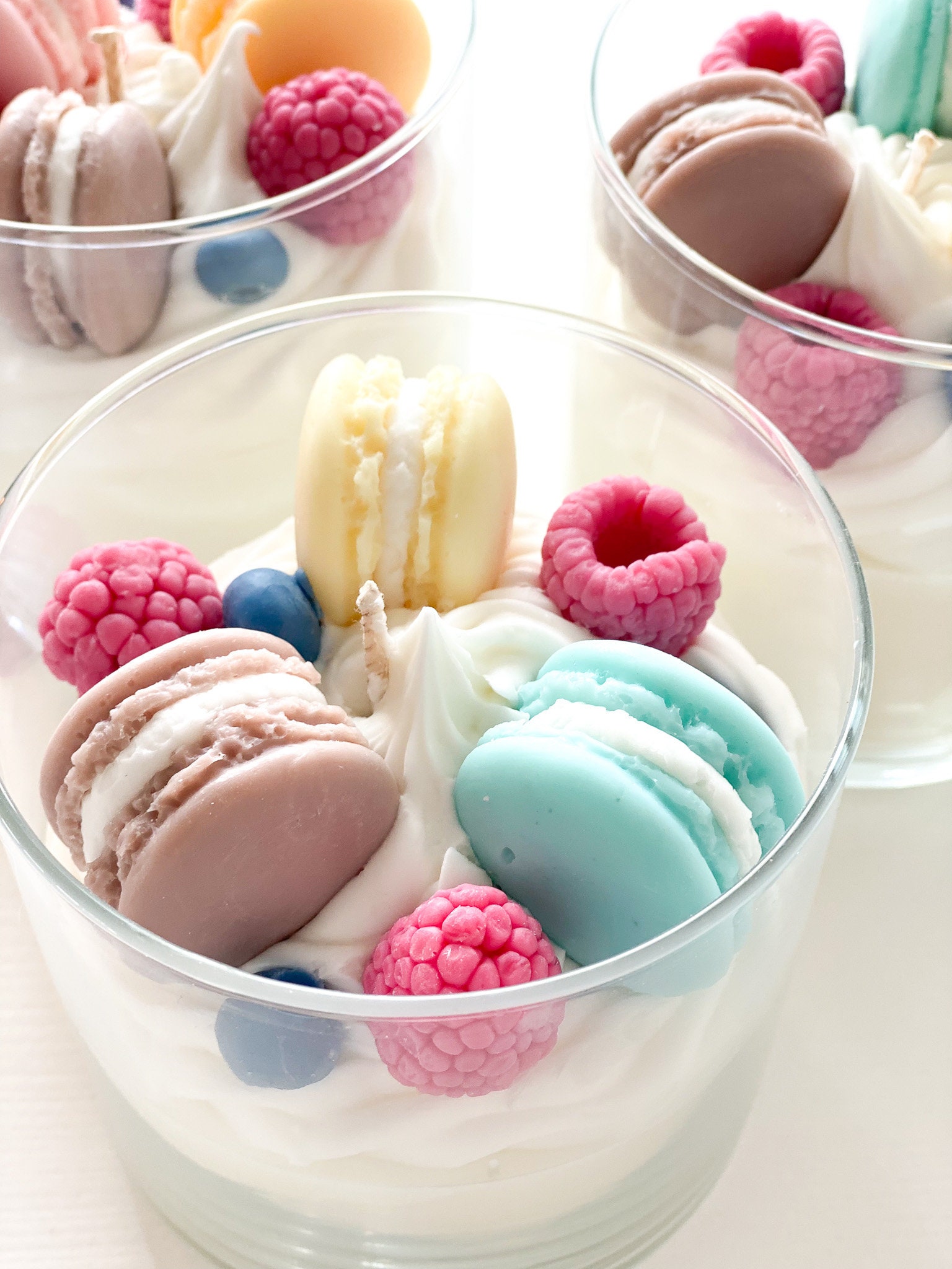 Macaron Style Candle With Macarons and Fruits Made of Wax With Cream ...