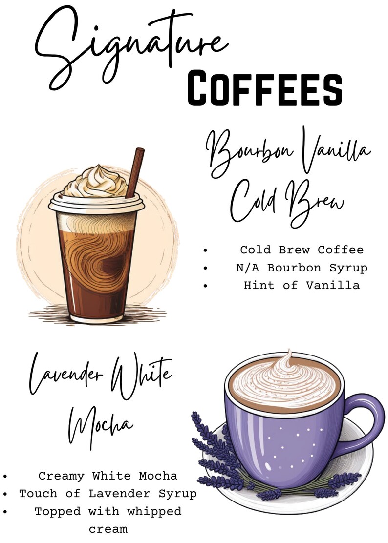 Editable Coffee Bar Menu Template Customizable Coffee Menu for Weddings ...