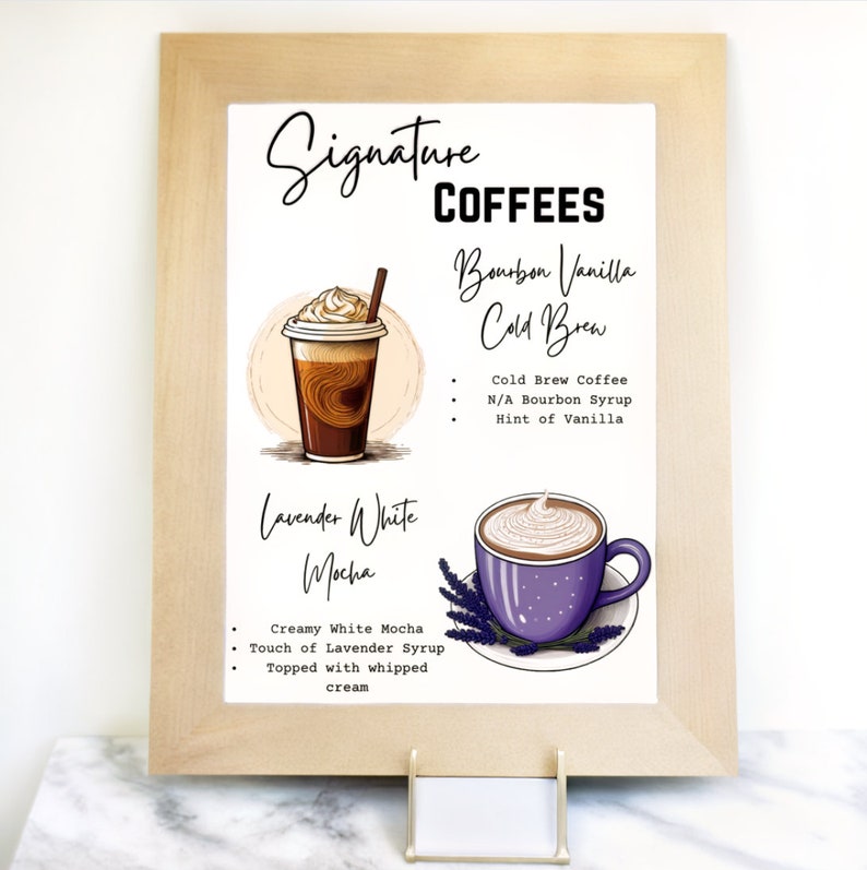 Editable Coffee Bar Menu Template Customizable Coffee Menu for Weddings ...