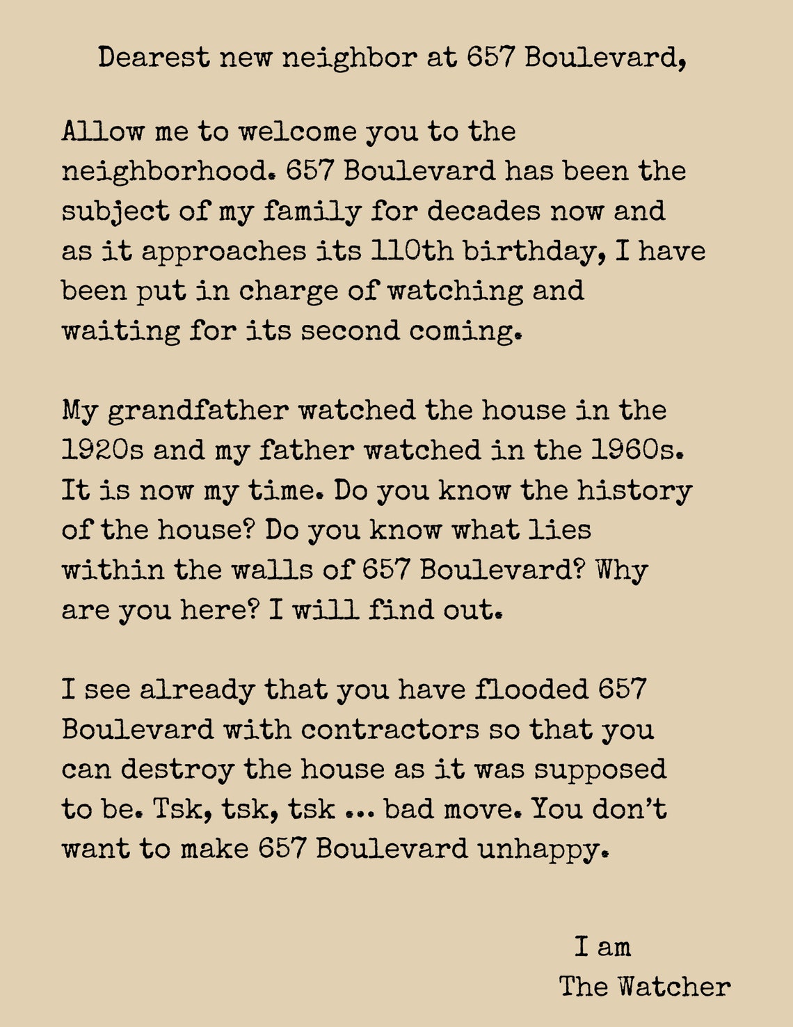 Editable the Watcher Inspired Letter Template Digital Download ...