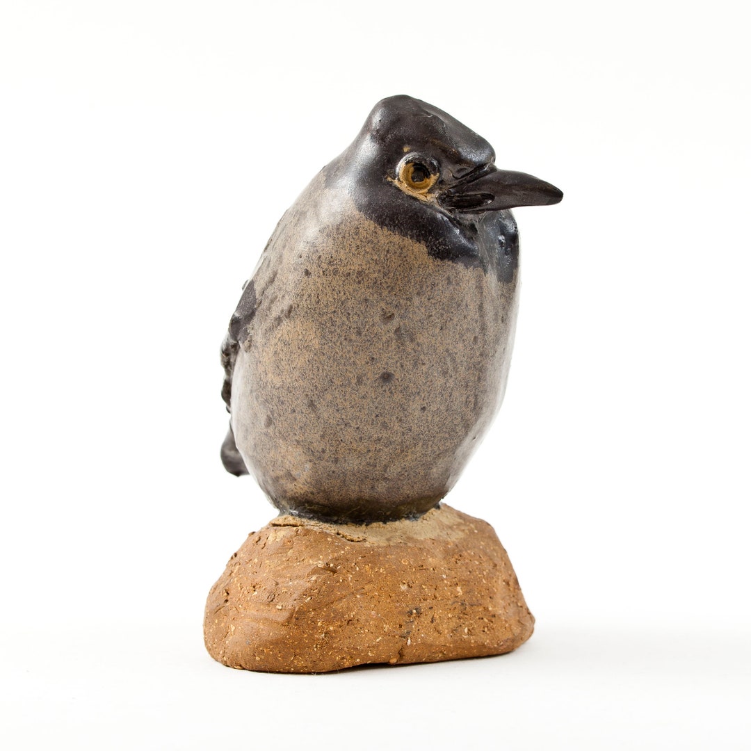 HOODED CROW Gunnar Hansson Lomma Ceramic Bird Figurine Sculpture H: 3.7 ...