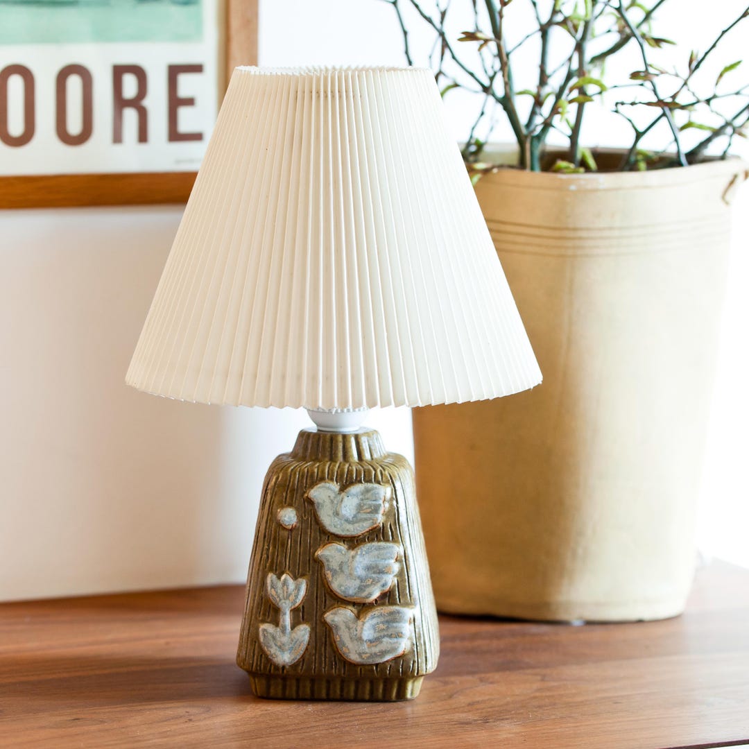 EGO Ceramic Table Lamp Birds and Tulip by Willi Fischer. Handmade ...