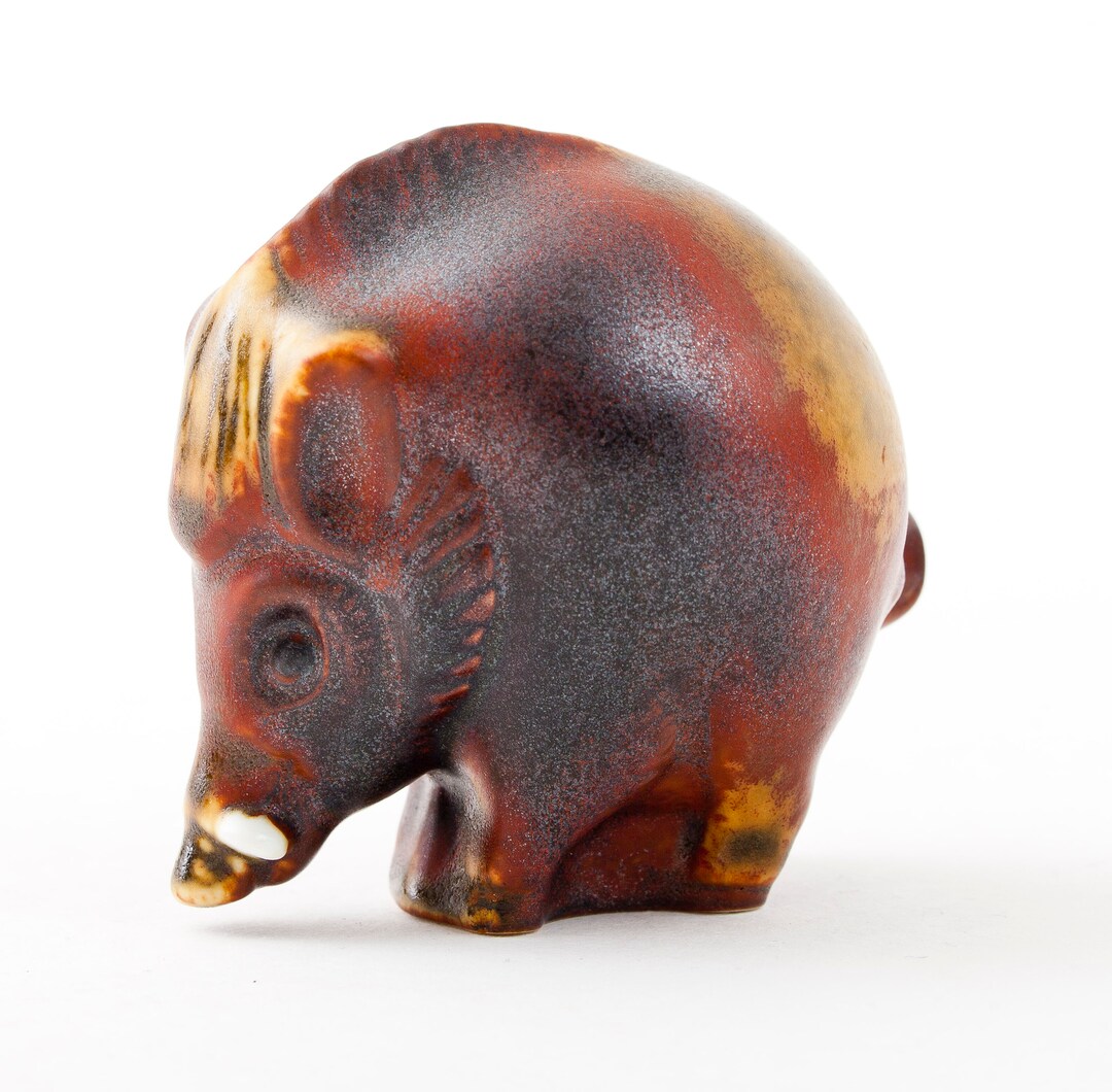Rörstrand Gösta Grähs Wild Boar CLOTIS Series – Swedish Stoneware Ceramics 1983. Okimono ...