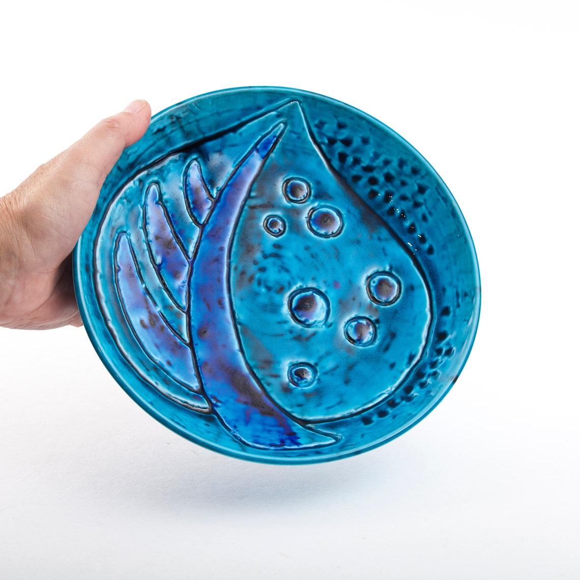 Rörstrand Blue / Turquoise Ceramic Plate in Chamotte Grog Design ...