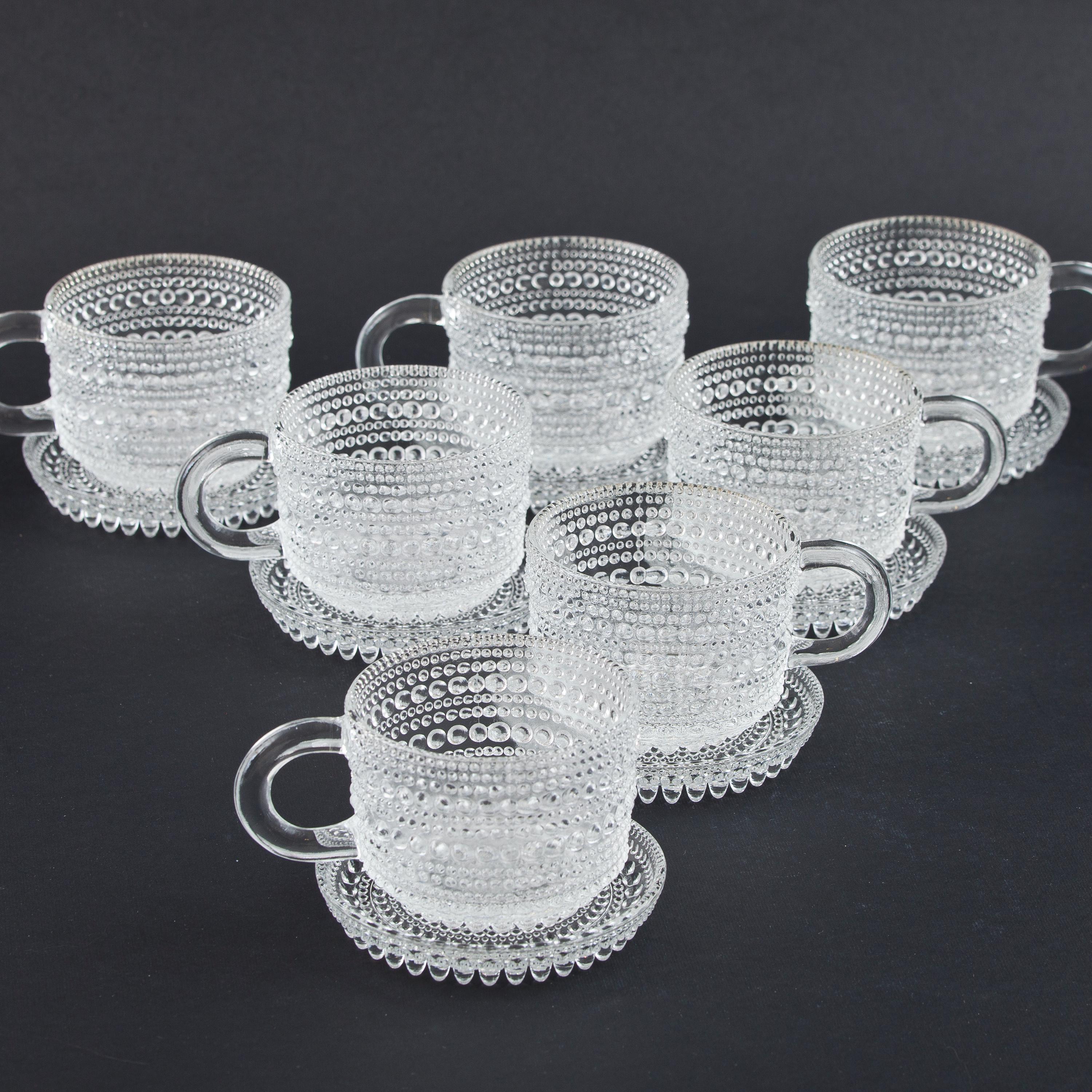 Iittala Kastehelmi Nuutajärvi 7 Coffee Cups + Saucers Espresso Teacups ...