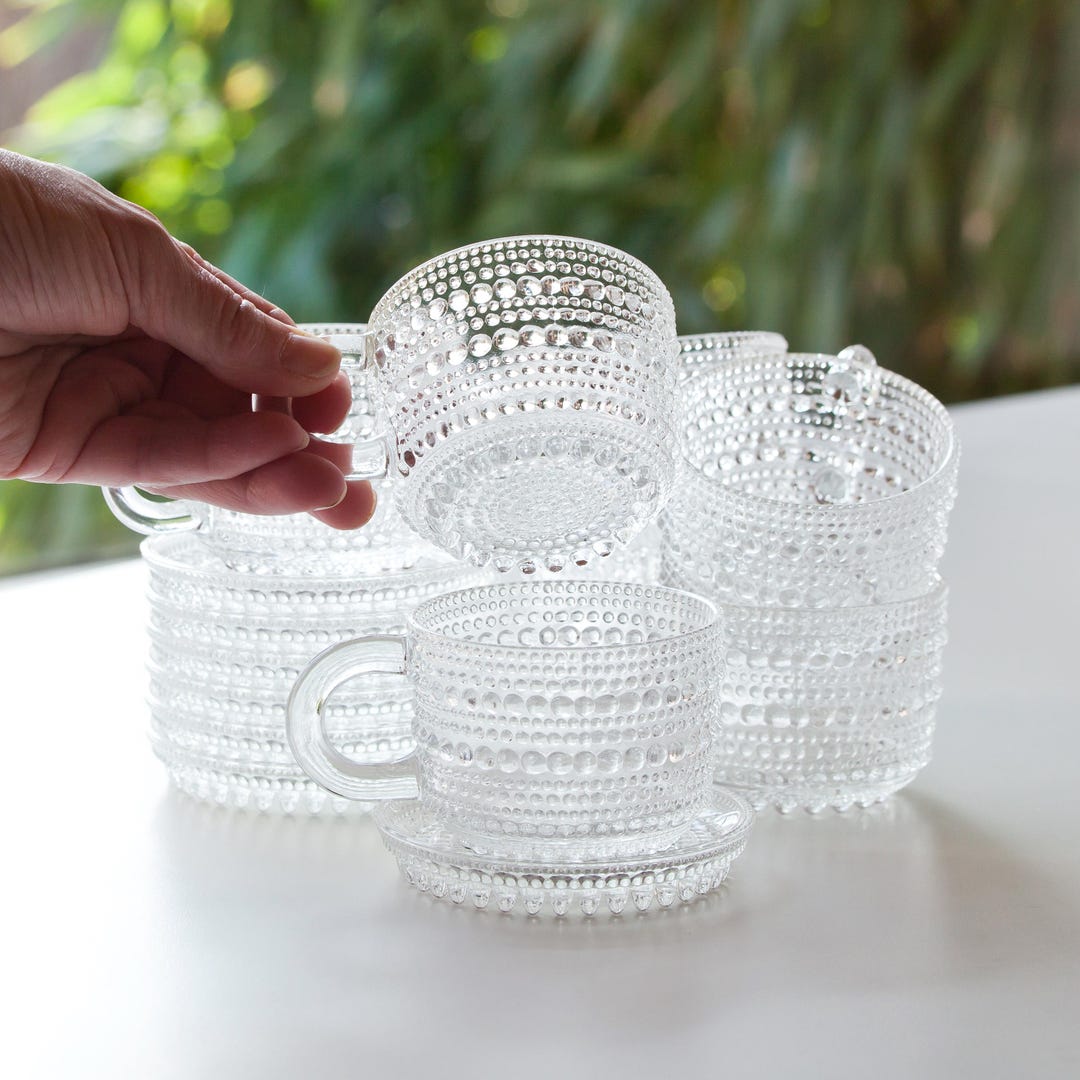 Iittala Kastehelmi Nuutajärvi 7 Coffee Cups + Saucers Espresso Teacups ...