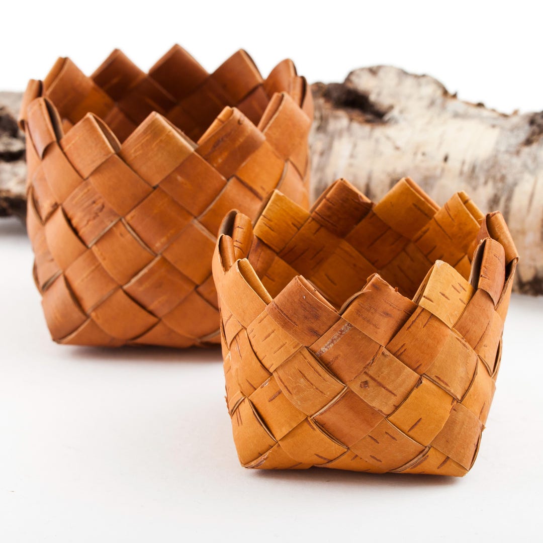 Birch Chipwood Two Näver Baskets Handmade / Handcrafted in Sweden. H:9 ...