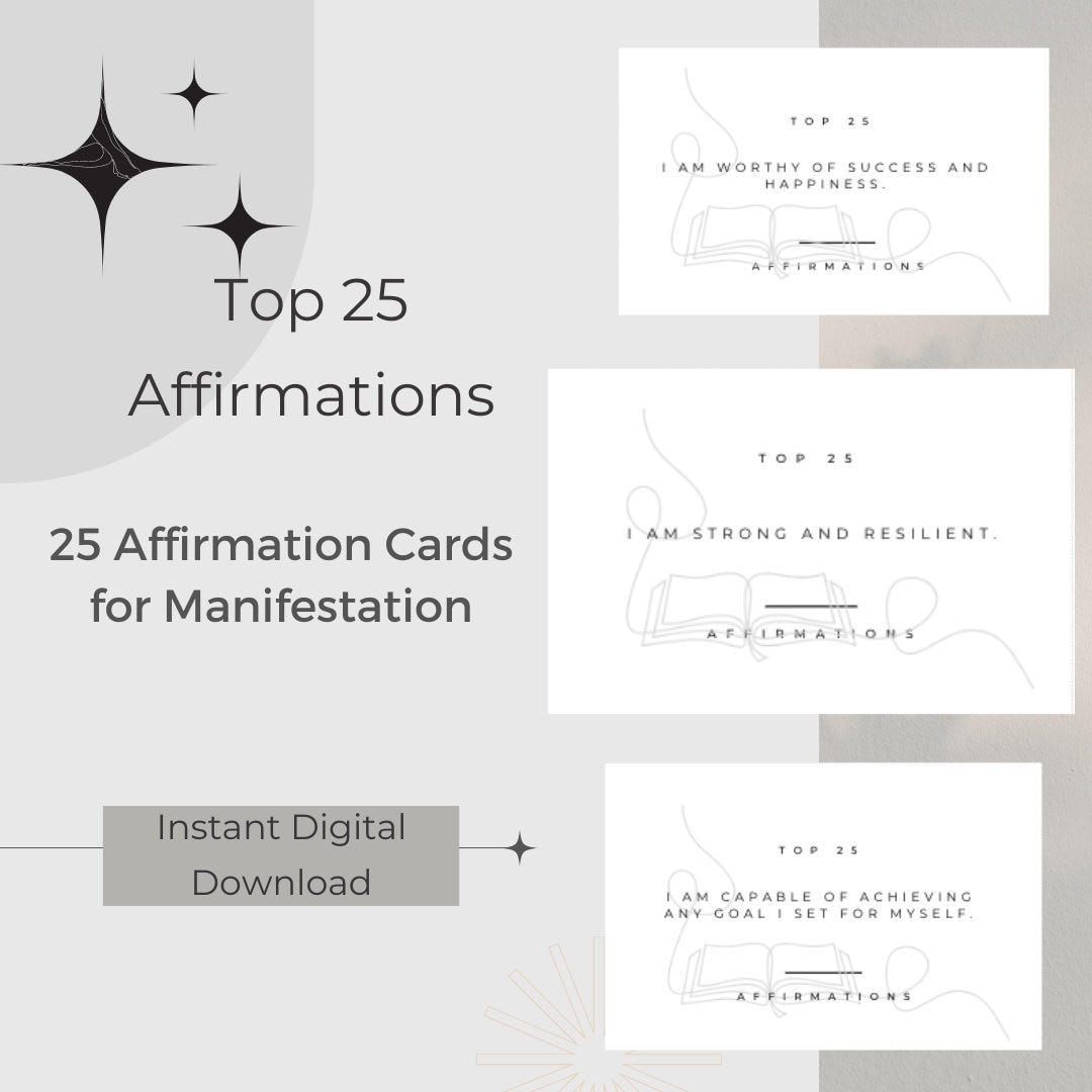 Top 25 Affirmation Card Deck Printables, Digital - Etsy