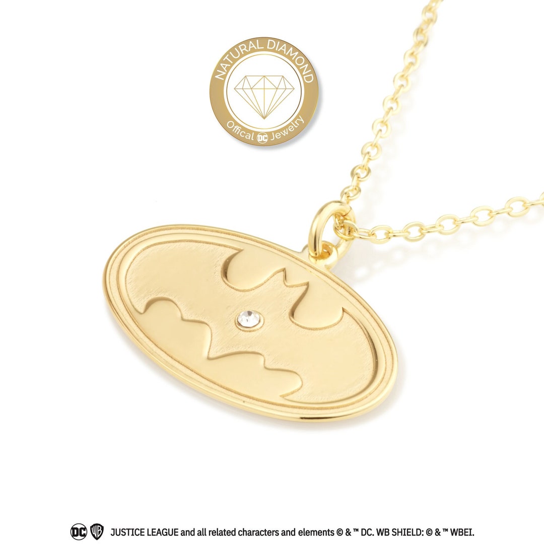 Batman Necklace With Natural Diamond, Bat Lover Jewelry, Batman Jewelry ...