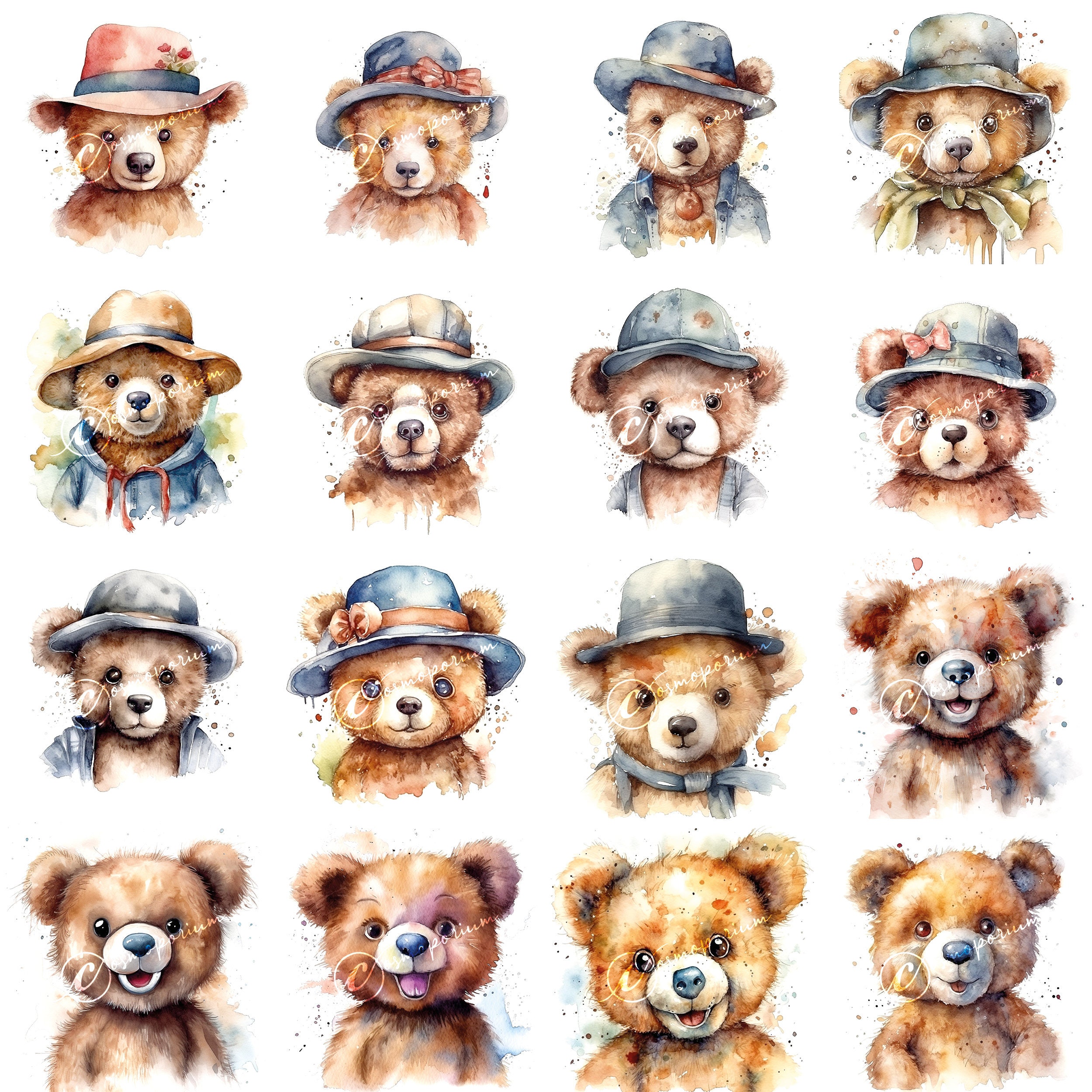 Teddy Bear Clipart Pack, Toy Art, 40 High Quality Jpgs, Card Making ...
