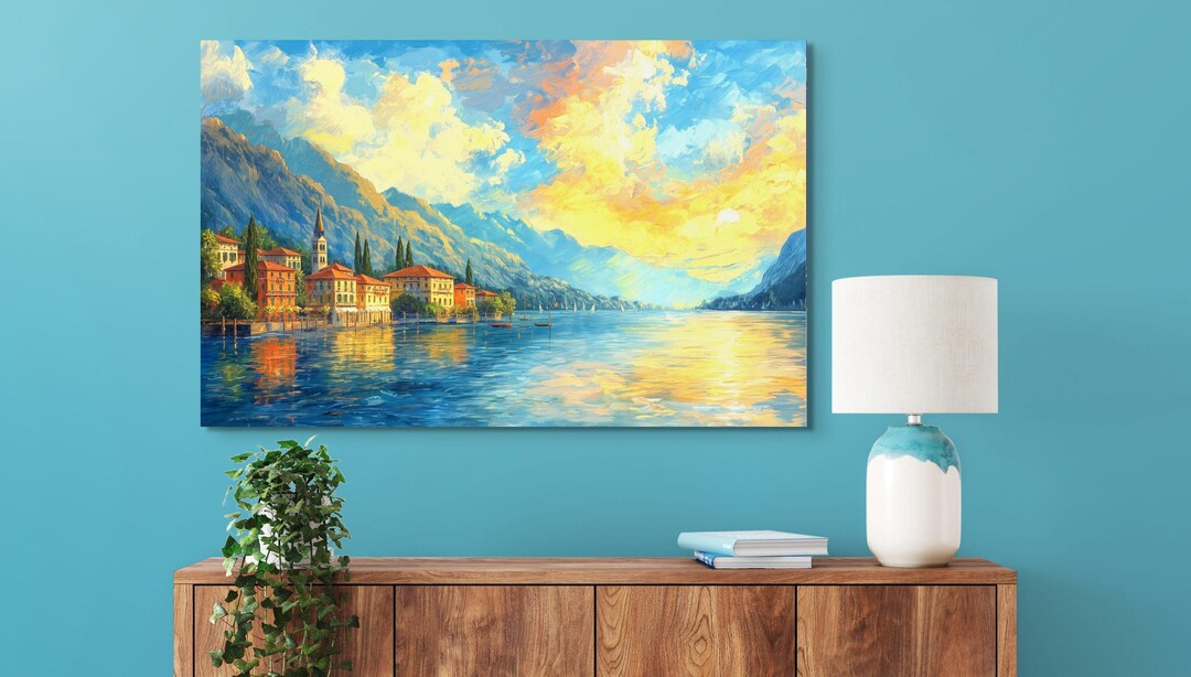 Lake Como Art, Large Wall Art, Italy Art, Italian Impressionist Art ...