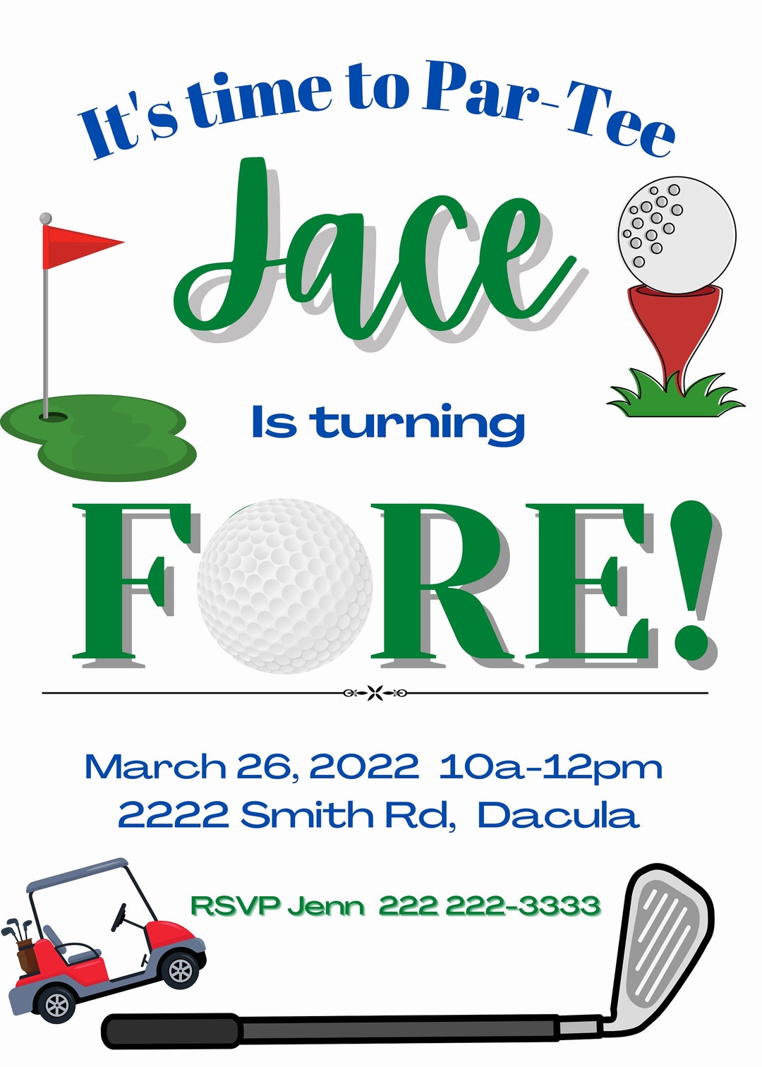 Printable Golf Birthday Digital Party Invitation 5x7 - Etsy