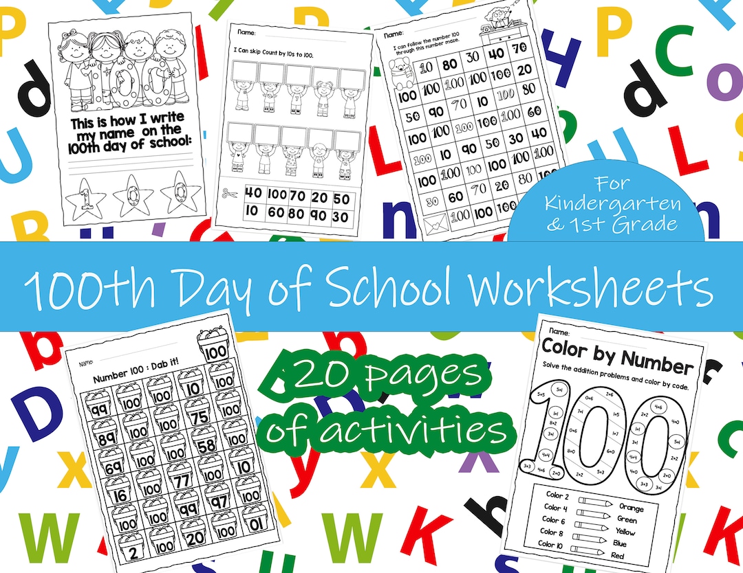 100th Day of School Worksheet Bundle - Etsy