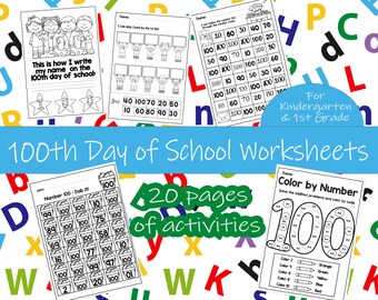 100th Day of School 32 Page Worksheet Bundle K-2 - Etsy