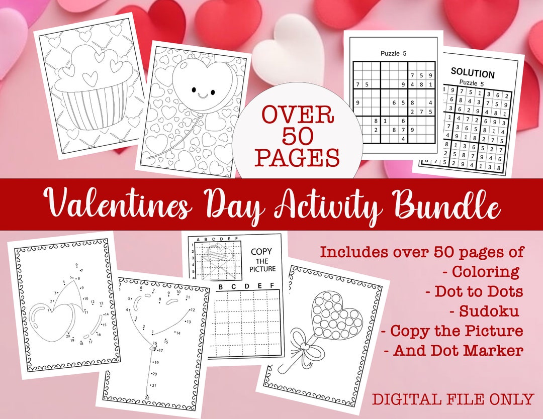 Printable Valentines Activity Bundle for Kids - OVER 50 PAGES - Etsy