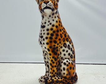 Exclusive Decorative Statue Leopard Pink 62 Cm Ceramic Handmade Italy ...