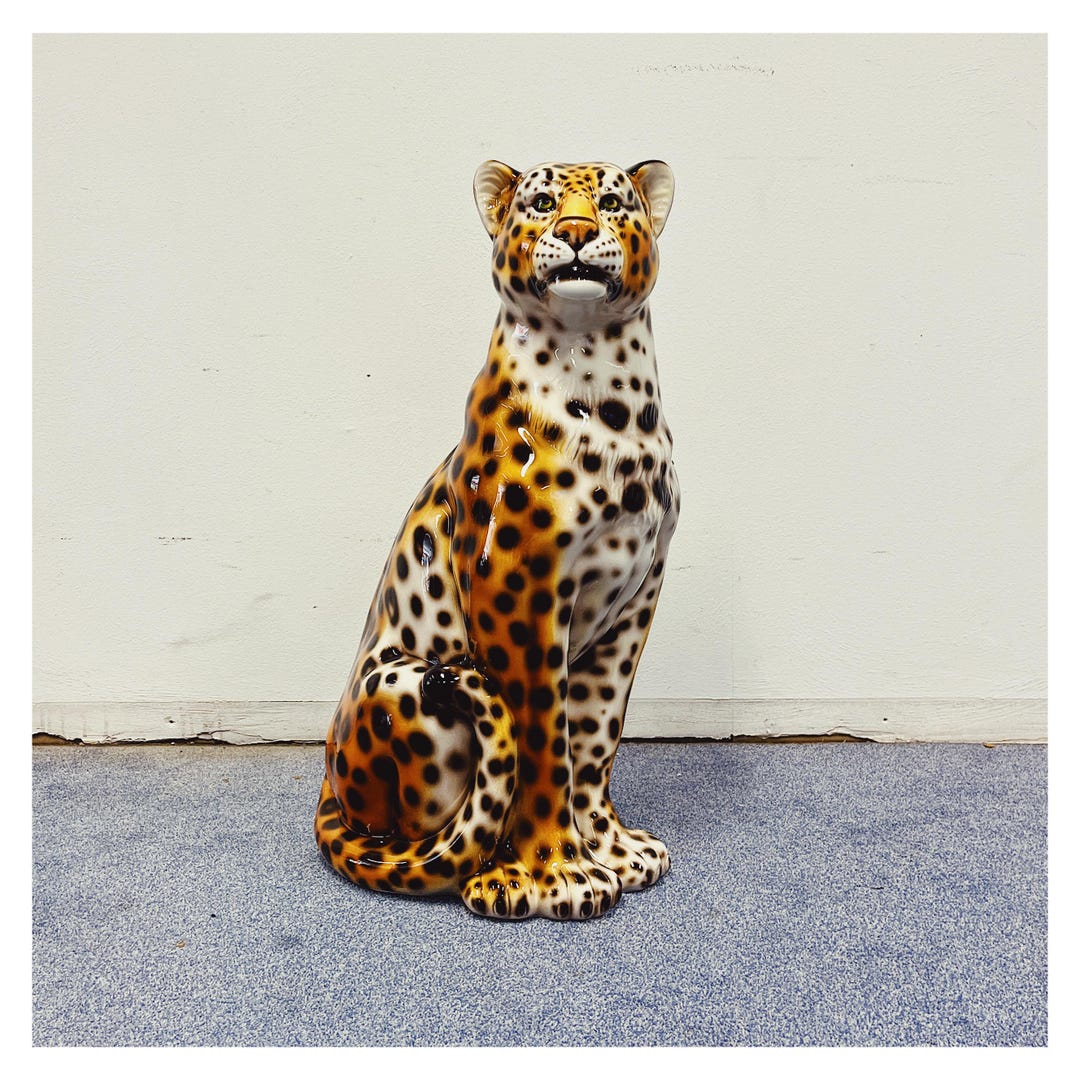 Ceramic Leopard Statue - Etsy