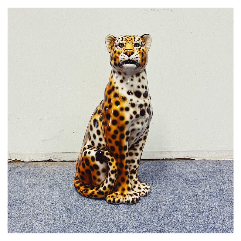 Ceramic Leopard Statue - Etsy
