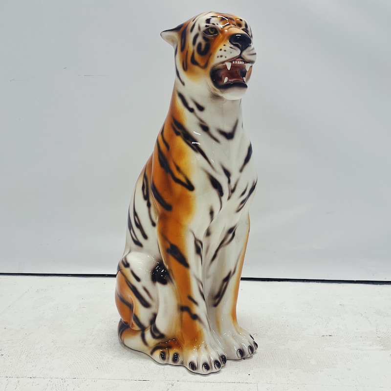 Porcelain Tiger Figurine - Etsy