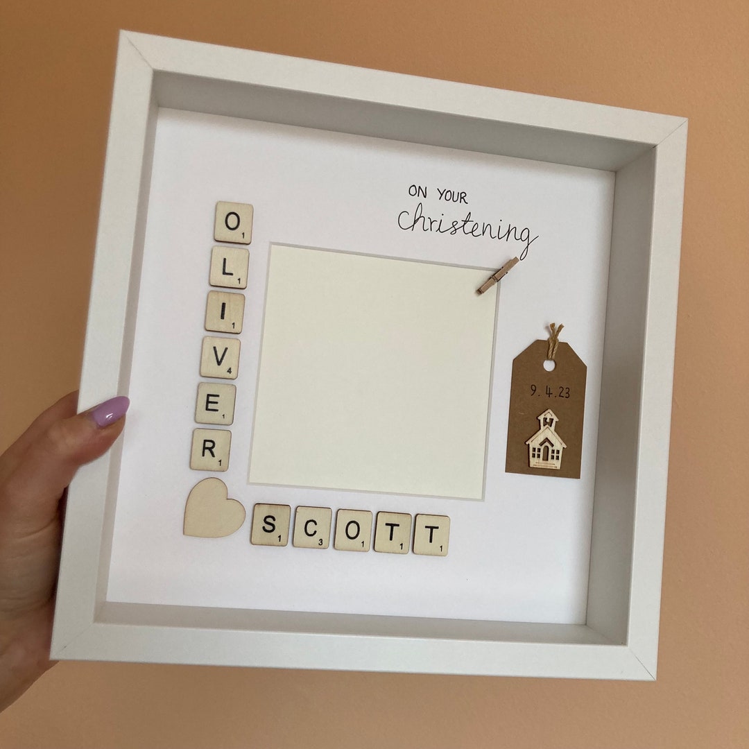 Christening Baptism Naming Ceremony Personalised Gift Shadow Box Frame ...