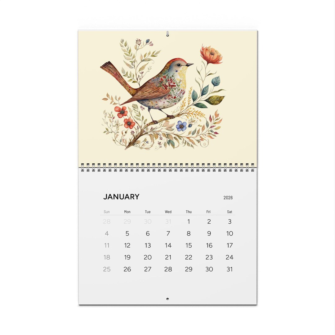 2026 Scandinavian Hygge Wall Calendar, Folk Art 2026 Planner, Christmas ...