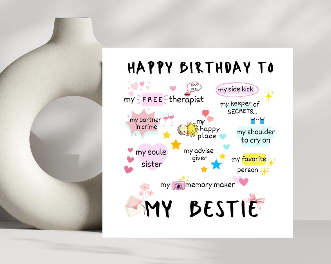 My Bestie Birthday Card, Funny Birthday Card,personalised Card My Soul ...