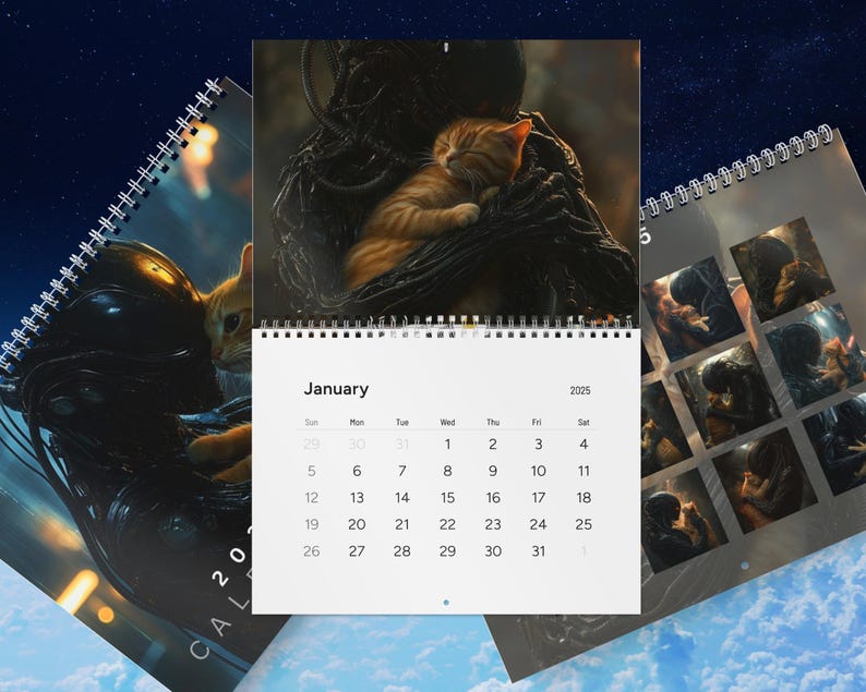 Xenomorph Alien X Jonesy Cat 2025 Wall Calendar, Adorable Horror Art ...