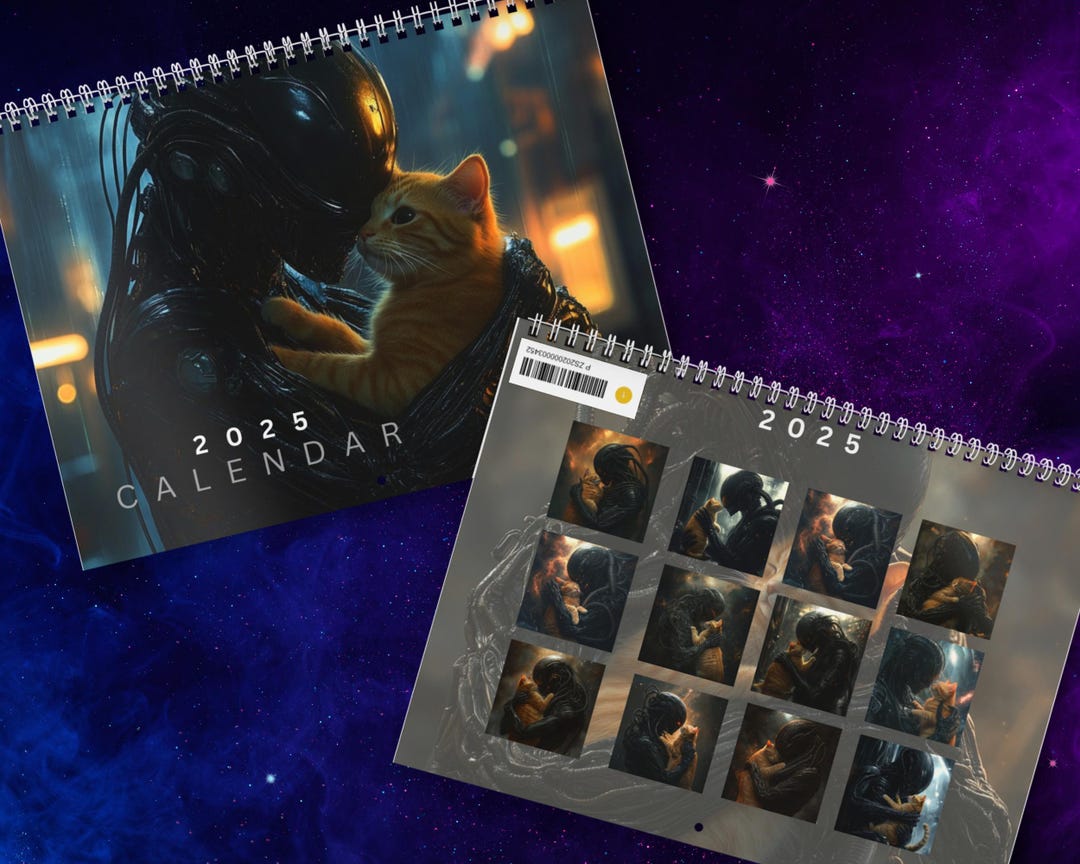 Xenomorph Alien X Jonesy Cat 2025 Wall Calendar, Adorable Horror Art ...