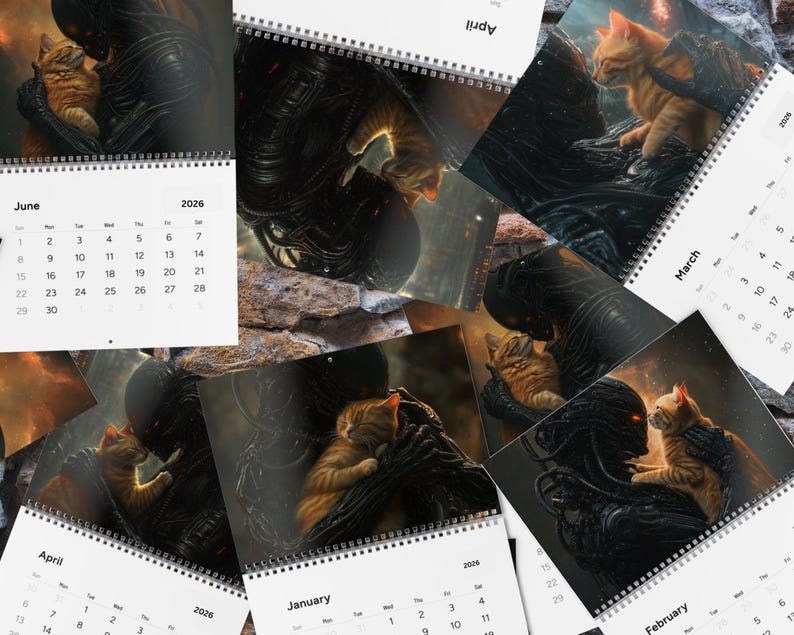 2026 Calendar, Xenomorph Alien X Jonesy Cat, Chrismas Gift for Sci-fi ...