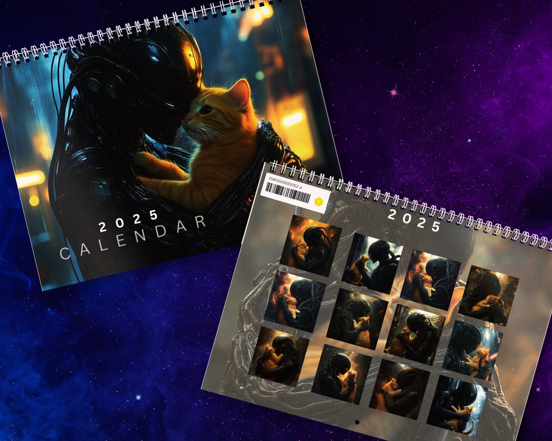 Xenomorph Alien X Jonesy Cat 2025 Wall Calendar, Adorable Horror Art ...