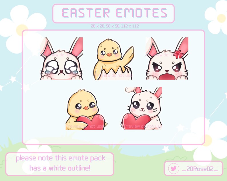 Twitch Easter Emote Pack | Easter Emotes | Chick | Easter Bunny ...